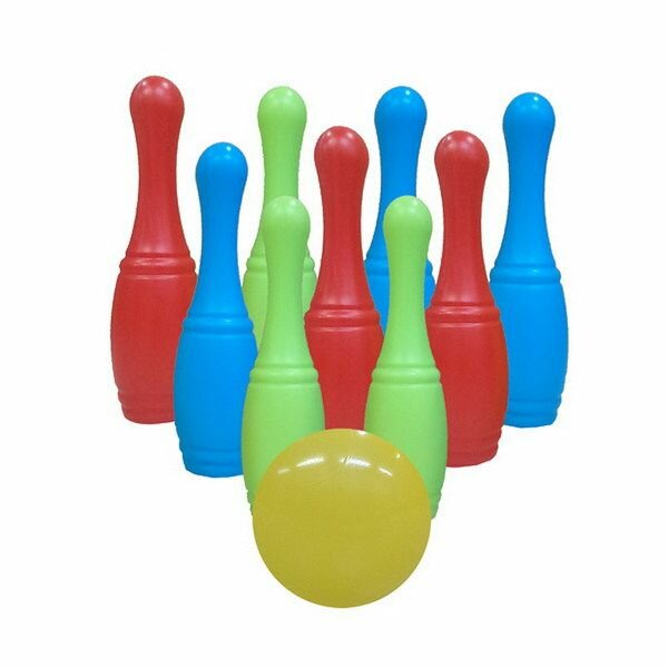 Кегли Рыжий кот 9 штук, с большим мячом (сетка) (И-1631)