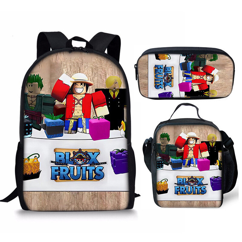 Сумка школьная трех частей / Roblox /с чехлом для карандашей и сумка мессенджер