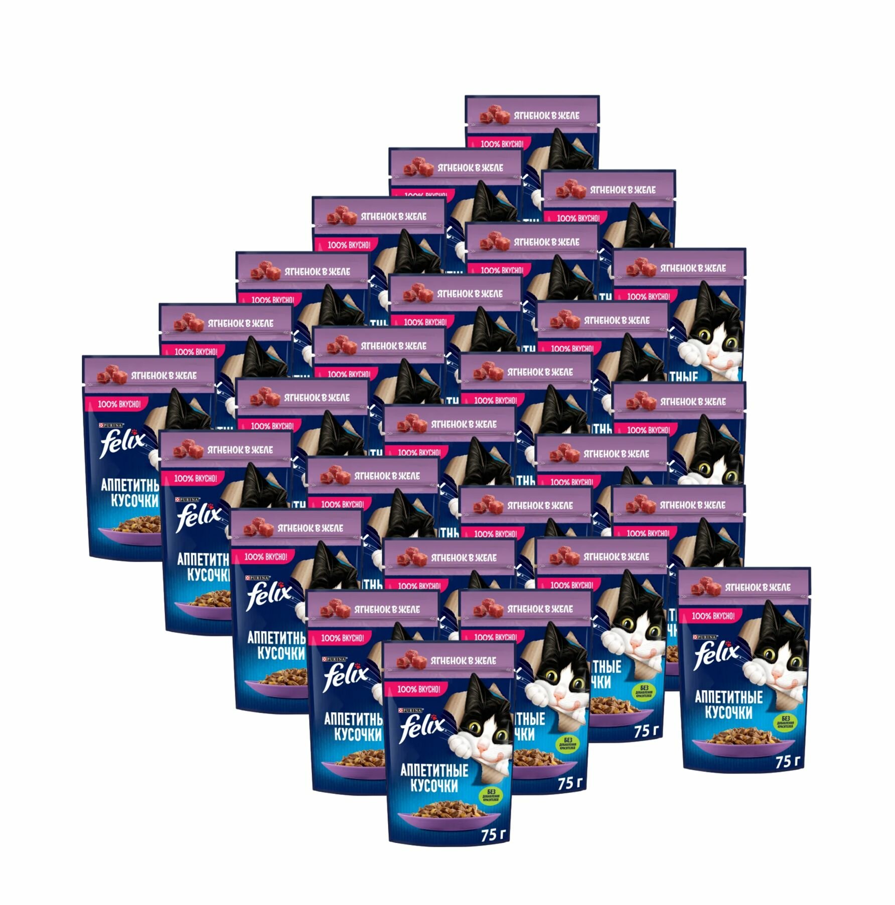 Felix влажный корм для кошек аппетитные кусочки с ягненком 75 г x 28 шт.
