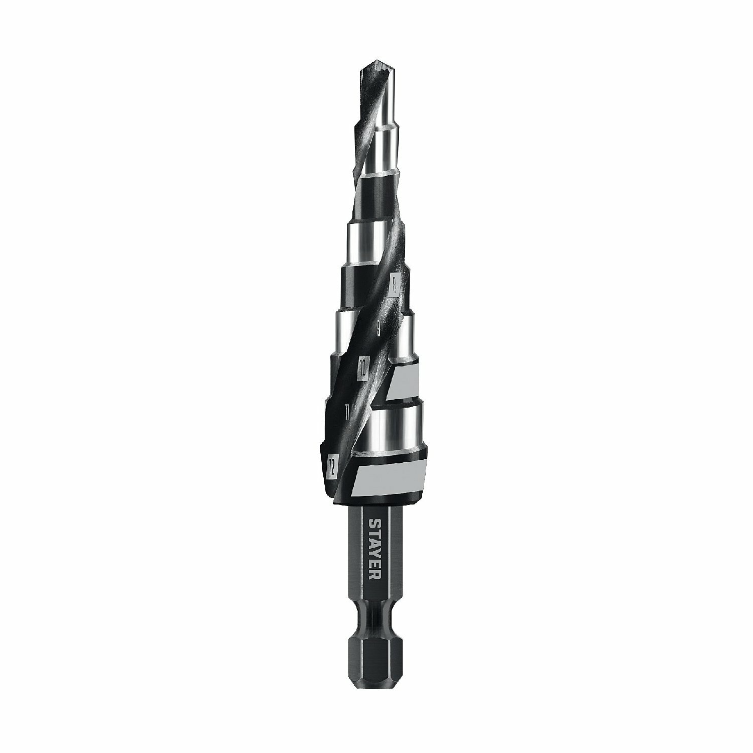 STAYER Pro-Max 4-12мм, 9 ступеней, винтовая спираль, сверло ступенчатое (29661-4-12-9) (29661-4-12-9)