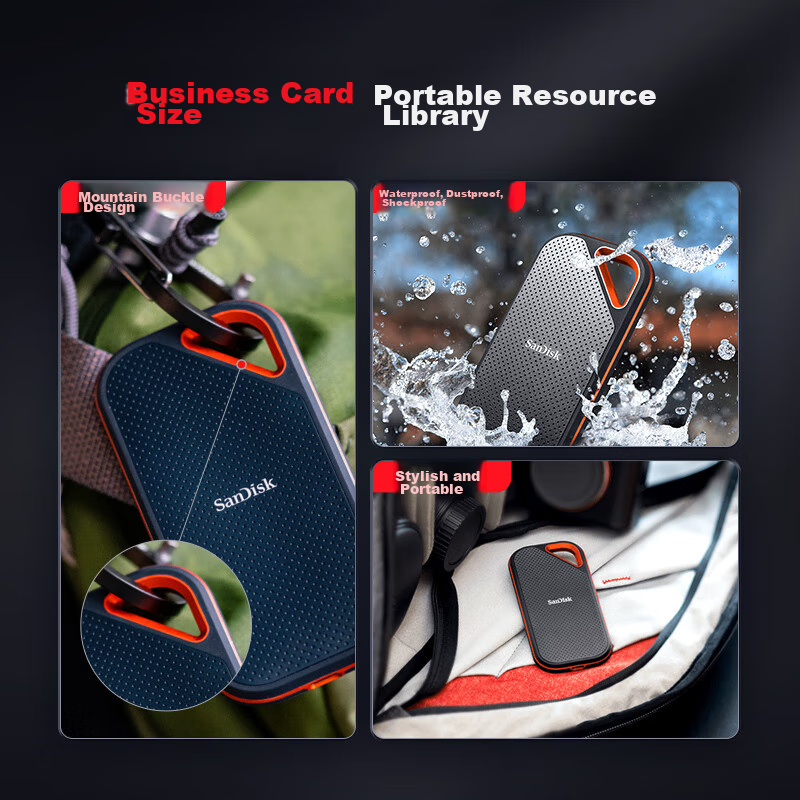 SanDisk 1TB NVMe Portable Solid State Drive (PSSD) E81 Ultra Extreme Speed Pro Edition SSD, Read Speed 2000MB/s, Direct Phone Connection, Laptop External, Triple Protection