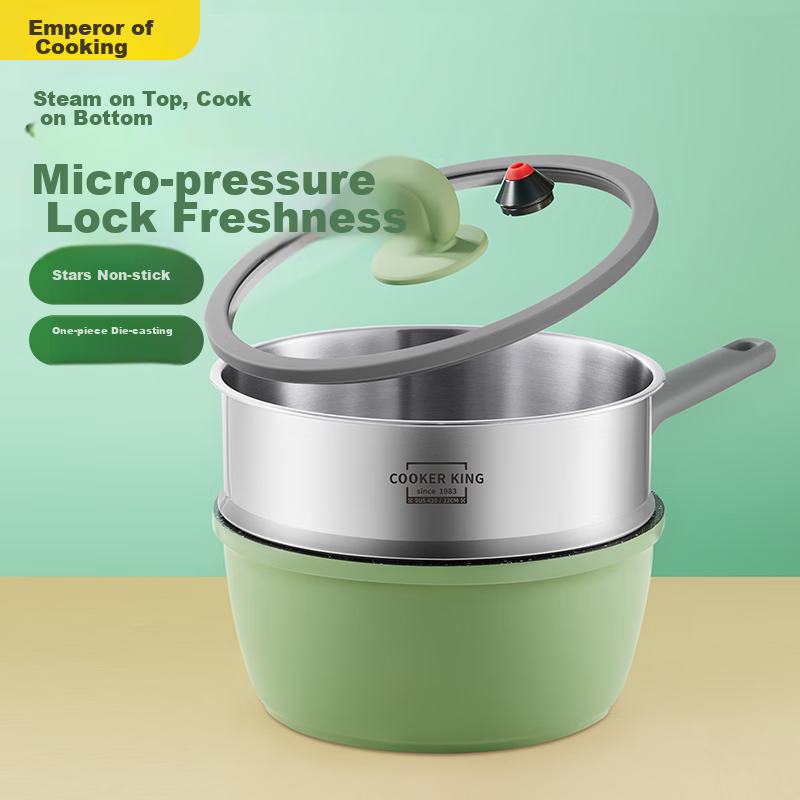 Chuidahuang Patented Low-Pressure Milk Pot, Easy-Clean Ultra-Light Low-Pressure Cooking, Noodle Pot, Baby Food Pot with Steamer Insert
