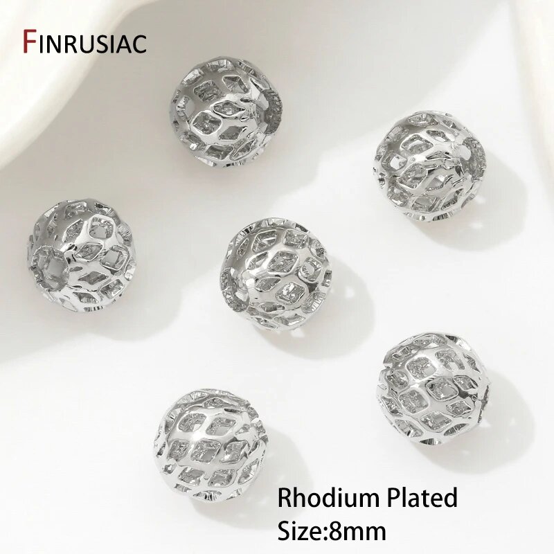 Бусины FINRUSIAC 8 мм, Родий, Rhodium Plated