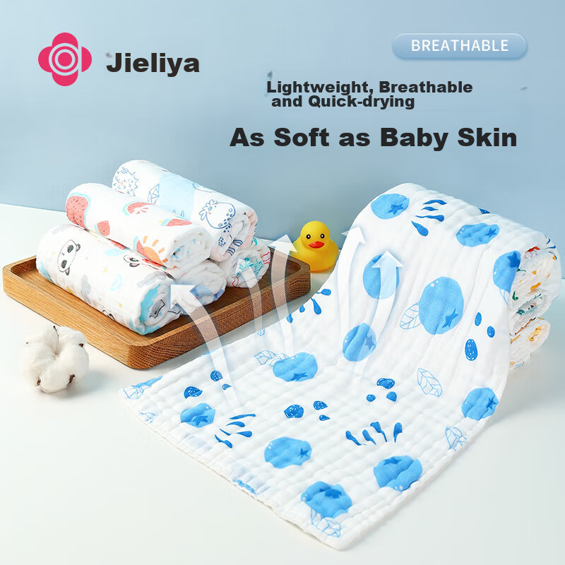 Grace Pure Cotton 6-Layer Gauze Small Towel, Baby Washcloth, Newborn Infant Face And Bath Towel, Soft Drool Cloth, 30*50cm