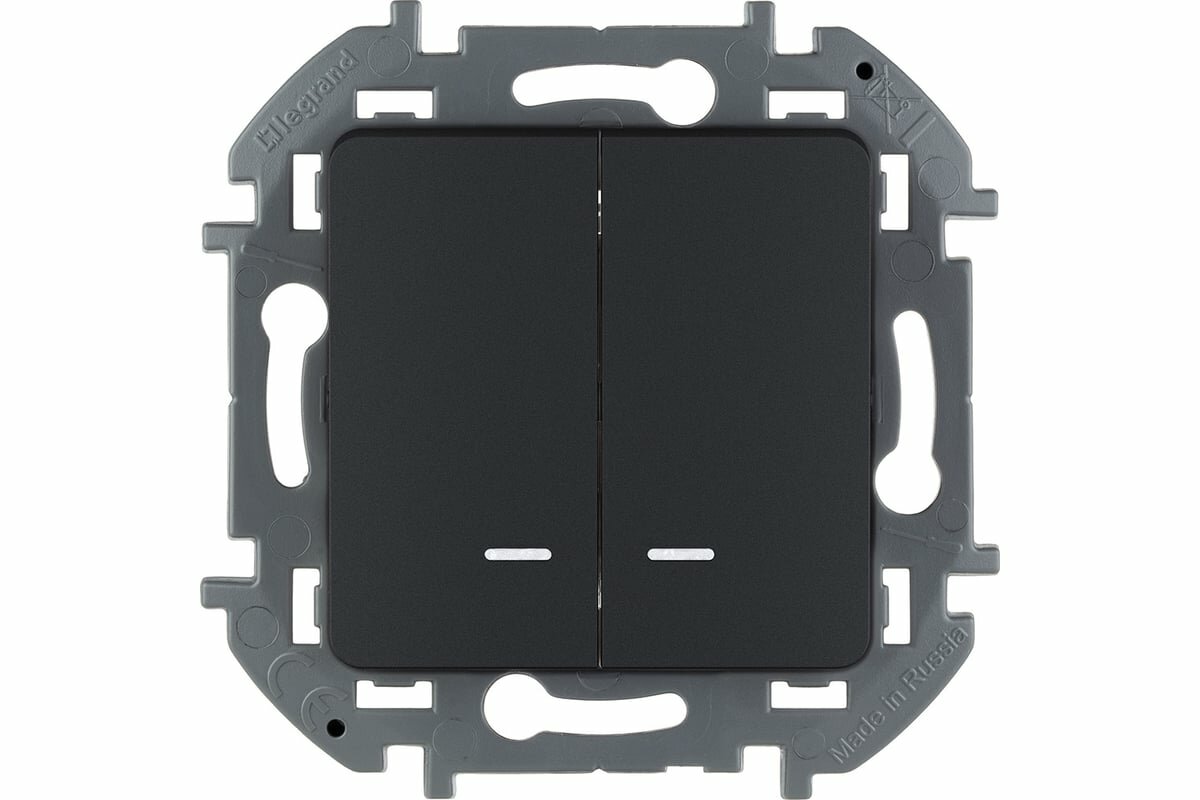 2 шт. Legrand INSPIRIA Антрацит Выключатель двухклавишный с подсветкой/индикацией 10 AX - 250 В, 673633