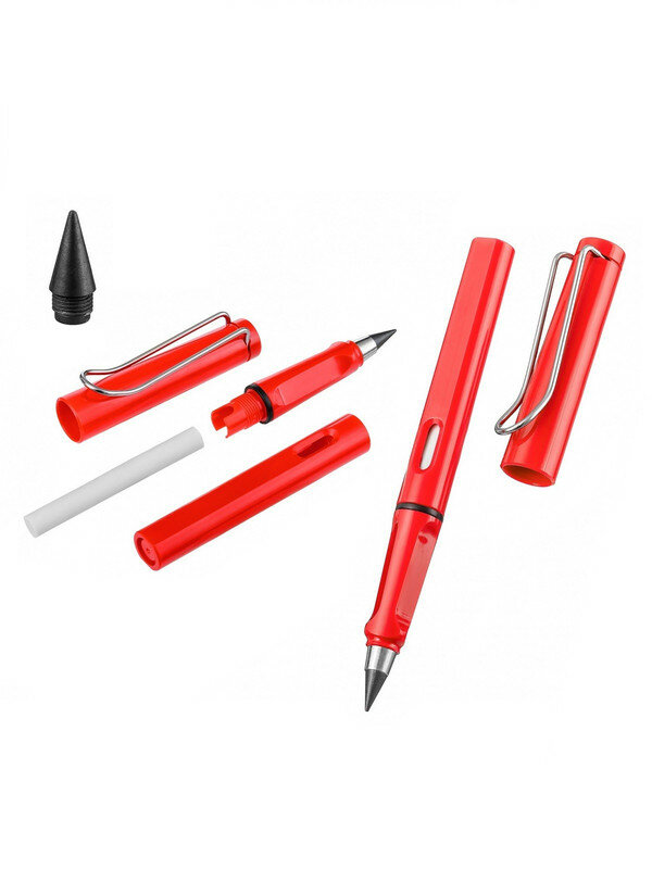 Вечный карандаш с ластиком 13,7 см корпус красный