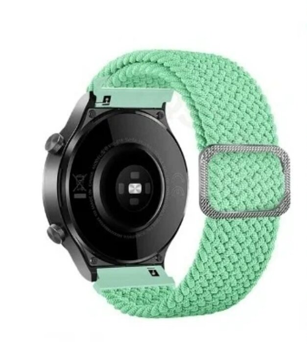 Плетеный нейлоновый ремешок для часов Amazfit bip/GTS/Galaxy S2 Эластичный тканевый. Мятный. 20 мм.