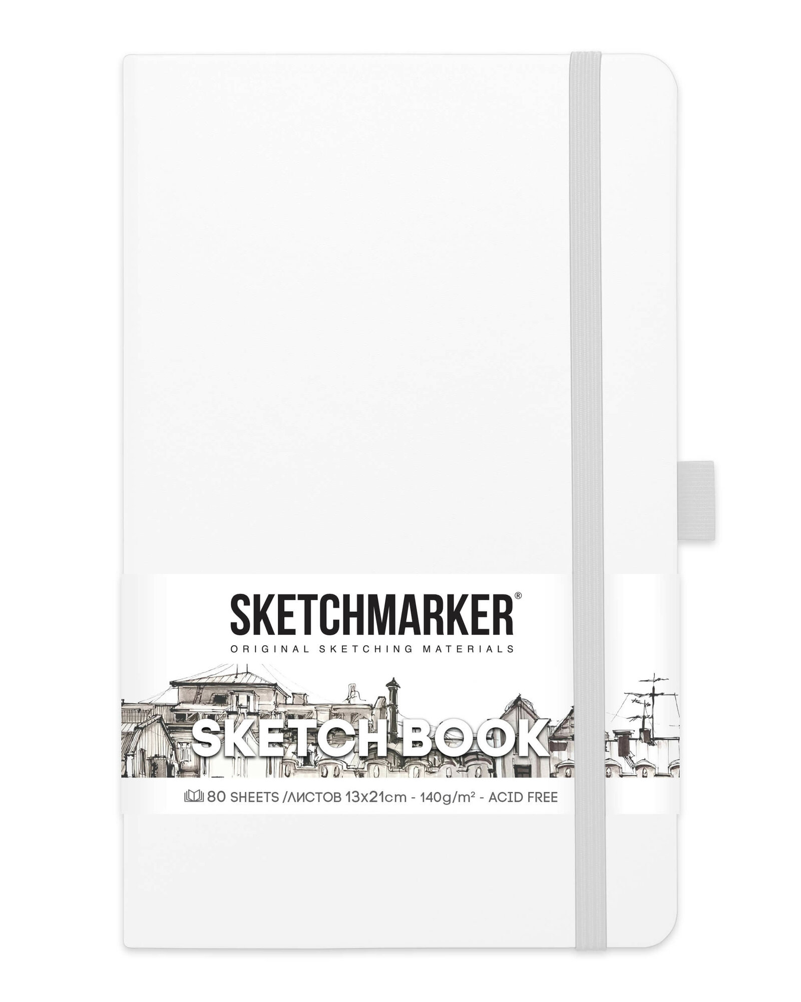 Блокнот для зарисовок Sketchmarker 140г/кв. м 13*21см 80л (Белый)