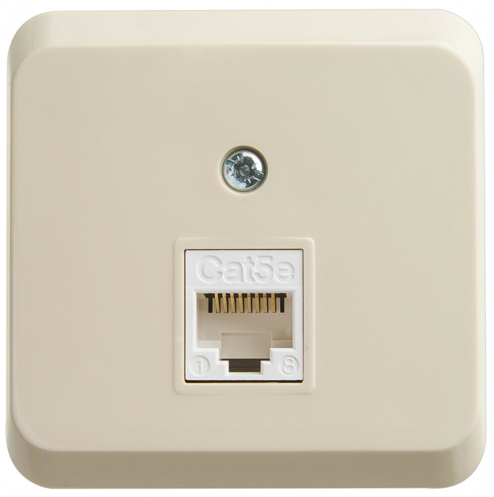 Розетка компьютерная RJ45 кат.5E этюд открытой установки, цвет кремовый