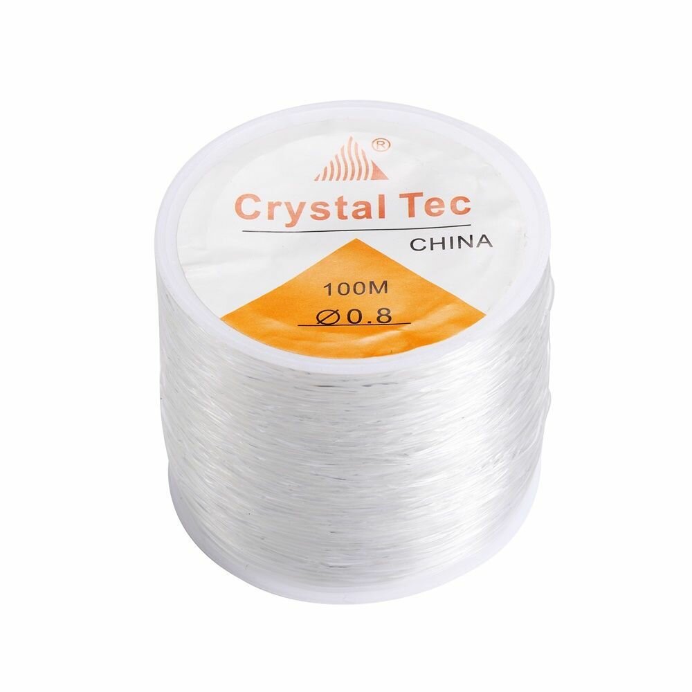 Нить - резинка для бисера, леска эластичная, резинка для браслетов , нить эластомерная , Диаметр 0.8 мм, Длина 60м, 1 шт, цвет белый-