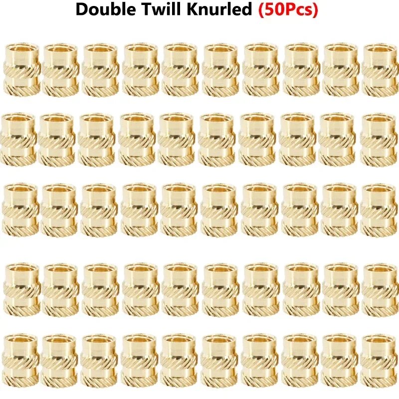 Латунные вставки EDGAR GARY M2 M2.5 M3 M4 M5 M6 M3xL4xOD5, Twill Knurled(50Pcs)
