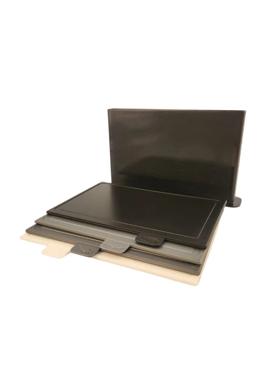 Набор разделочных досок TimA 524931 на подставке, черные, серые, белые, 4шт