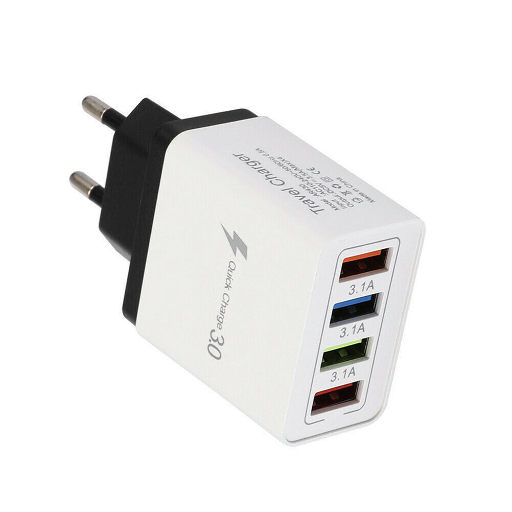 4-портовое USB-зарядное устройство на 3,1 А для путешествий, несколько портов для зарядки телефона с быстрой зарядкой, компактный и компактный дизайн