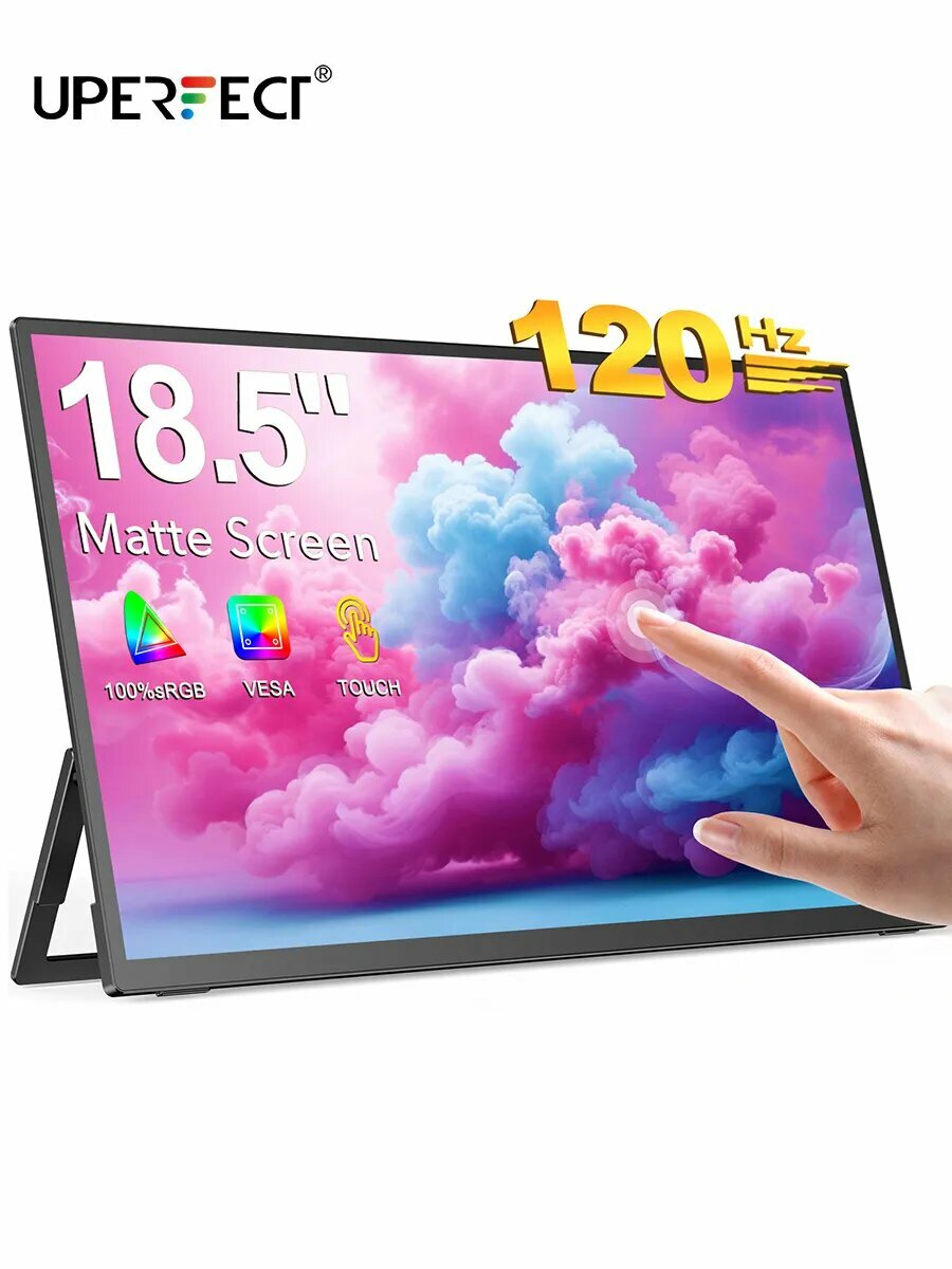 18.5" сенсорный монитор, Портативный игровой монитор,1080P 120HZ Складная подставка, черный