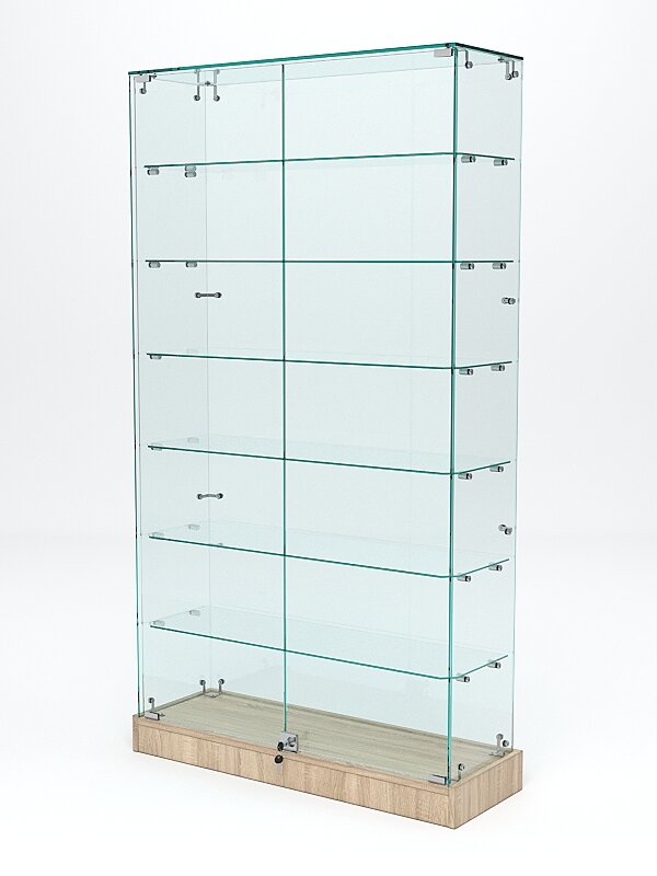 Витрина стеклянная "истра ХИТ продаж" №9 (с дверками, задняя стенка - стекло), Дуб Сонома
