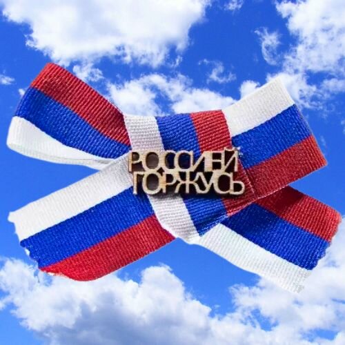 Значок Россией горжусь дерево (триколор)