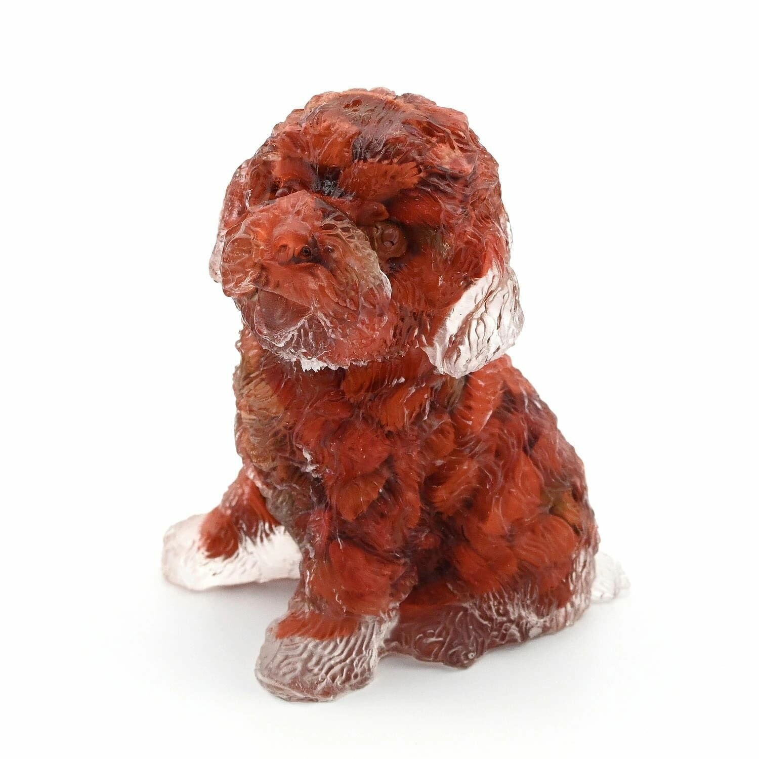 Фигурка из тигрового глаза и смолы Собачка