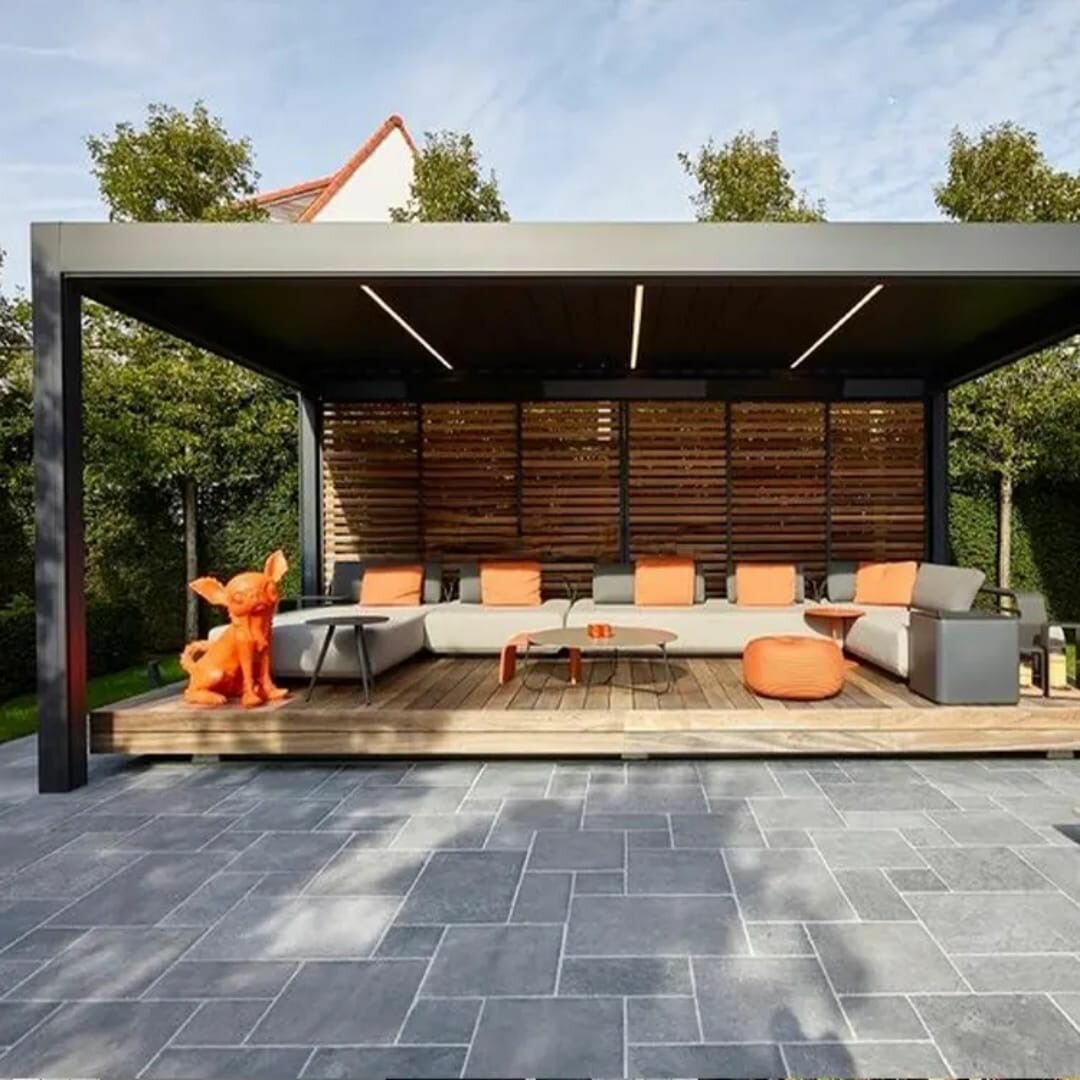 Пергола 7,6х3,5 высота 2,60 алюминиевая, электрическая с подсветкой