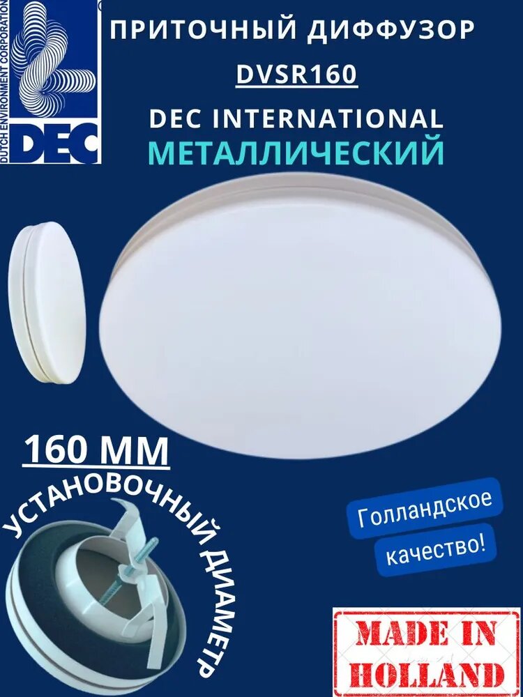 Приточный стальной диффузор/анемостат с регулировкой DEC International DVSR, 160мм