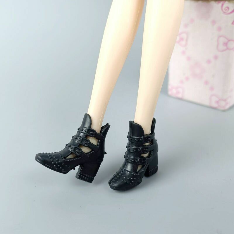 5 пар/лот черных и розовых милых туфель на высоком каблуке для куклы Барби