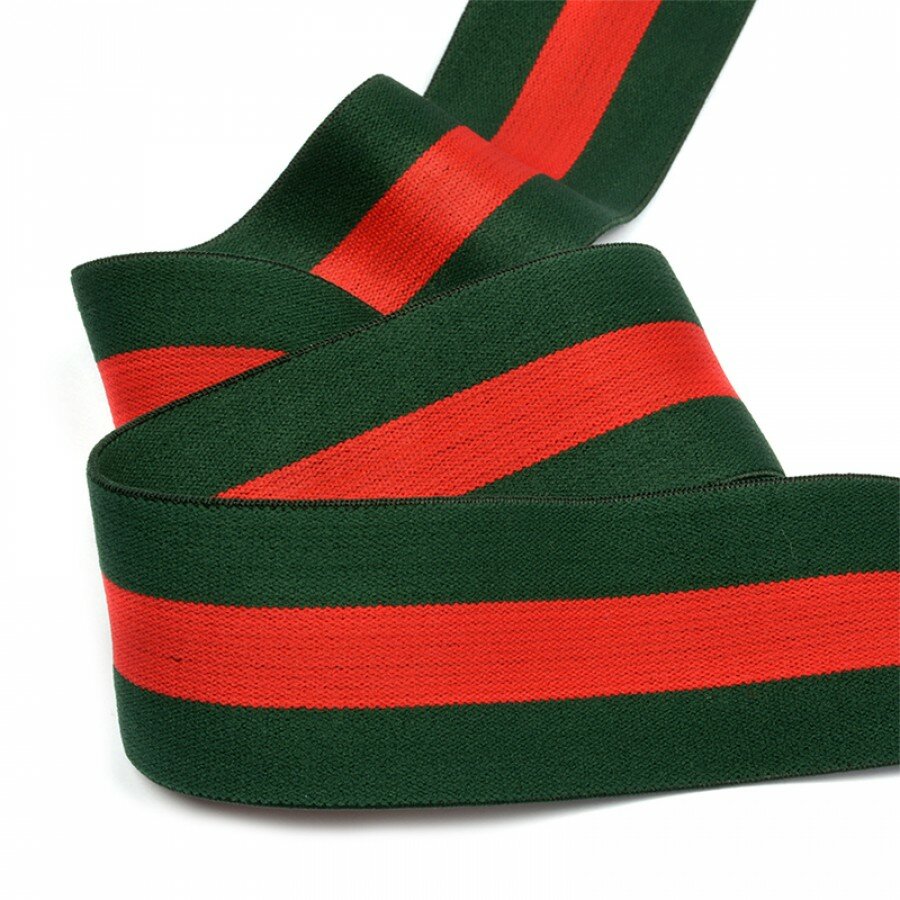 Резинка TBY тканая мягкая Полоска шир.40мм ET.4005 цв. зеленый/красный уп.2+-0,5м