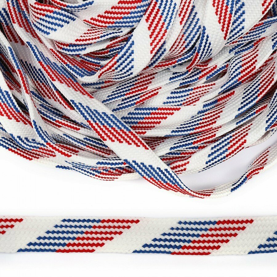 Шнур плоский полиэфир 19-20 мм турецкое плетение, цв. триколор, уп.25 м
