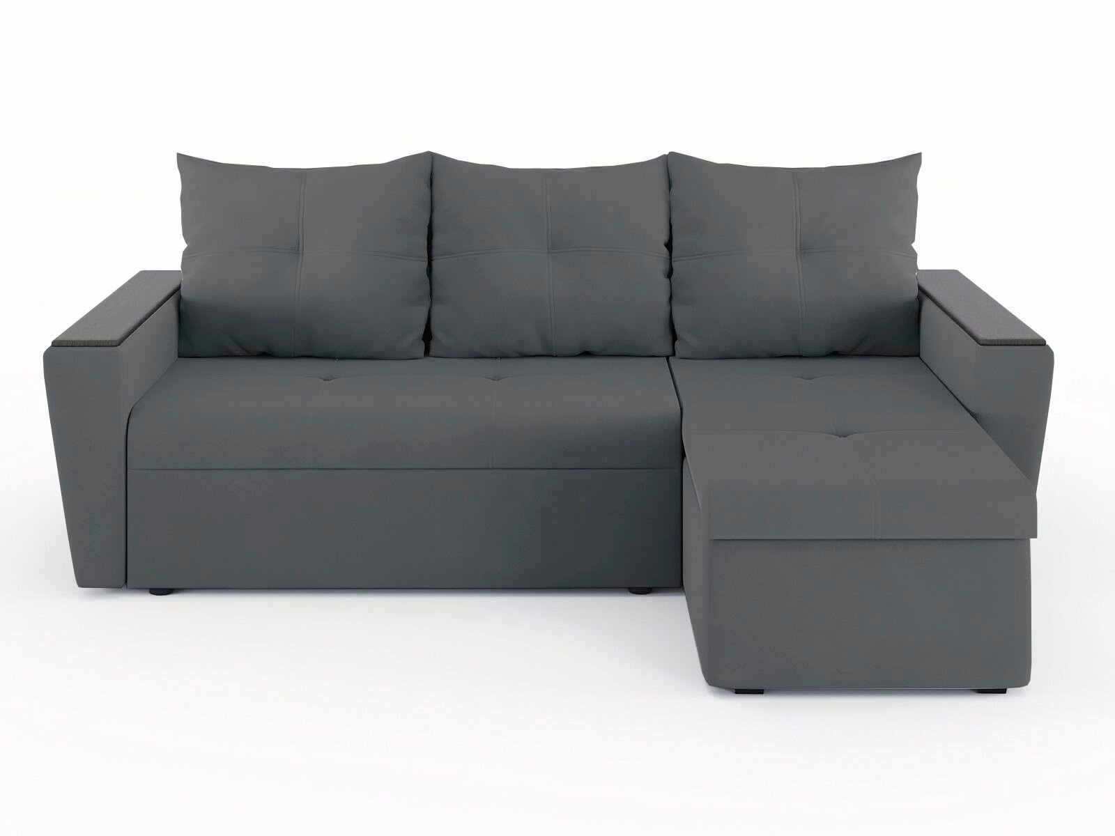 Угловой диван кровать Дубай Майами, трехсекционная еврокнижка, угол левый/правый, велюр Зара Грей 18