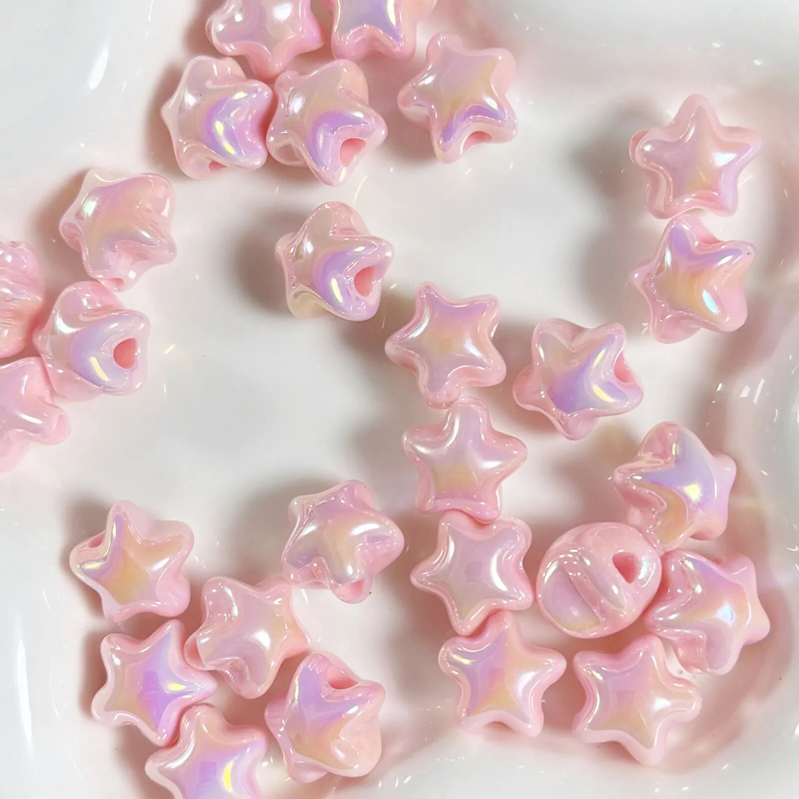 Милые акриловые бусины с толстой звездой 16 мм Розовый, Cream Pink