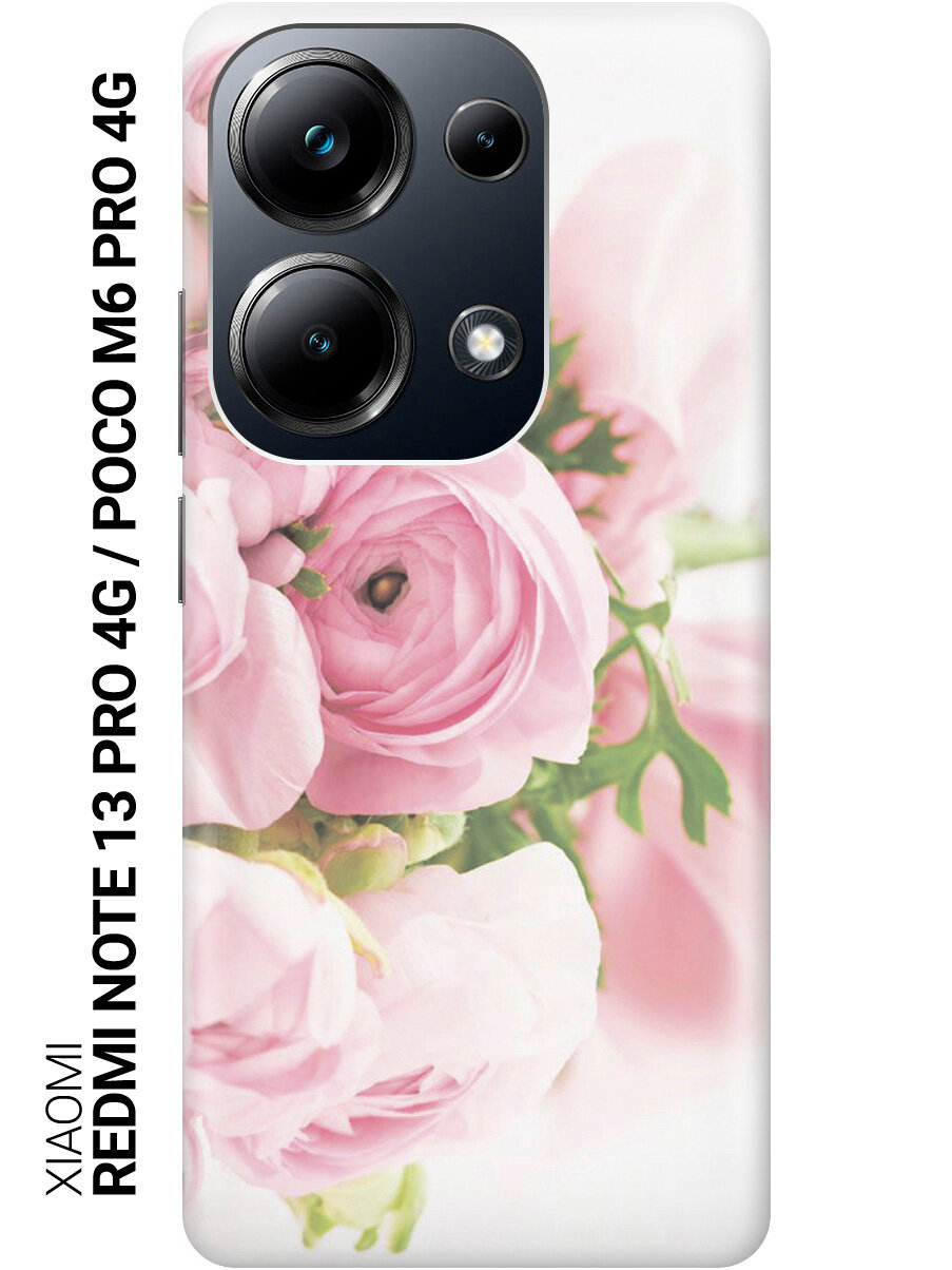 Силиконовый чехол на Xiaomi Redmi Note 13 Pro 4G / Poco M6 Pro 4G / Сяоми Редми Ноут 13 Про 4г / Поко М6 Про 4г с рисунком "Розовые розы"