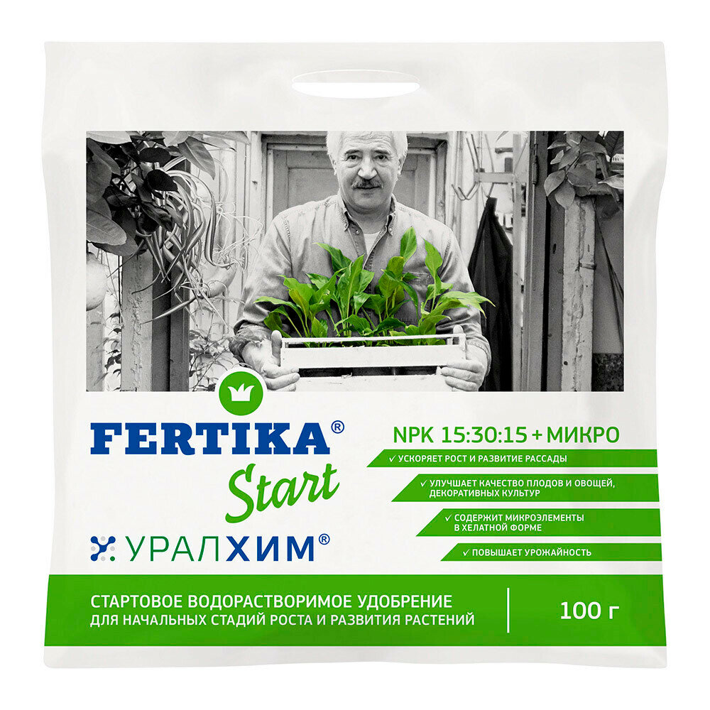 Удобрение сухое для овощных и плодово-ягодных культур минеральное гранулированное Старт Fertika 100 г Fertika Ф03538