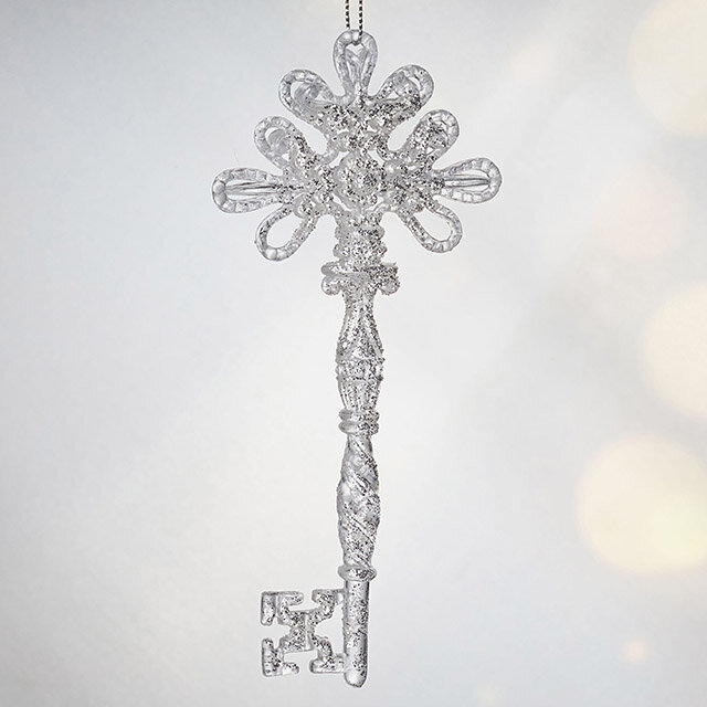 Елочная игрушка Ключ Снежной королевы с короной 15 см, подвеска, Forest Market, 150021-2