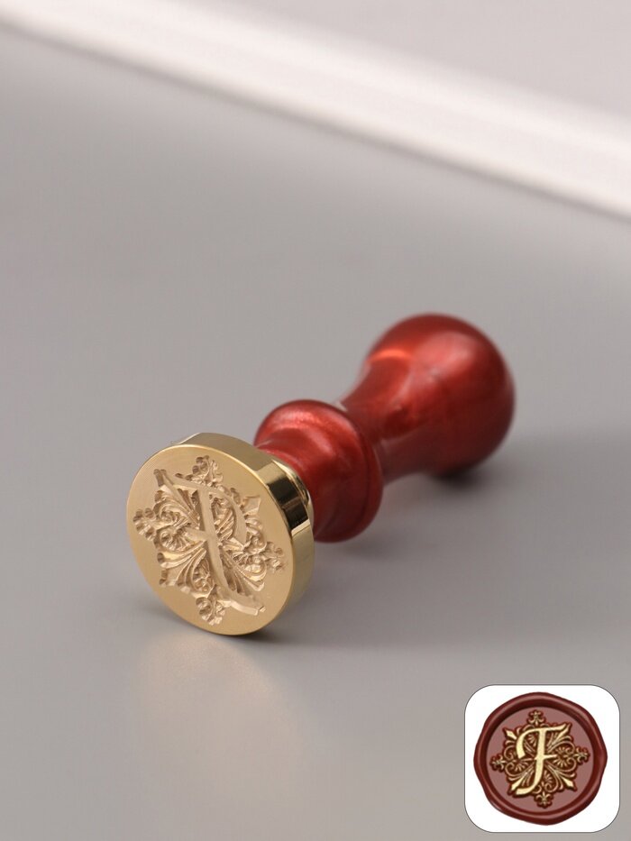 Печать для сургуча с пластиковой ручкой «Буква F на вензеле», 2.5×2.5×6.3 см