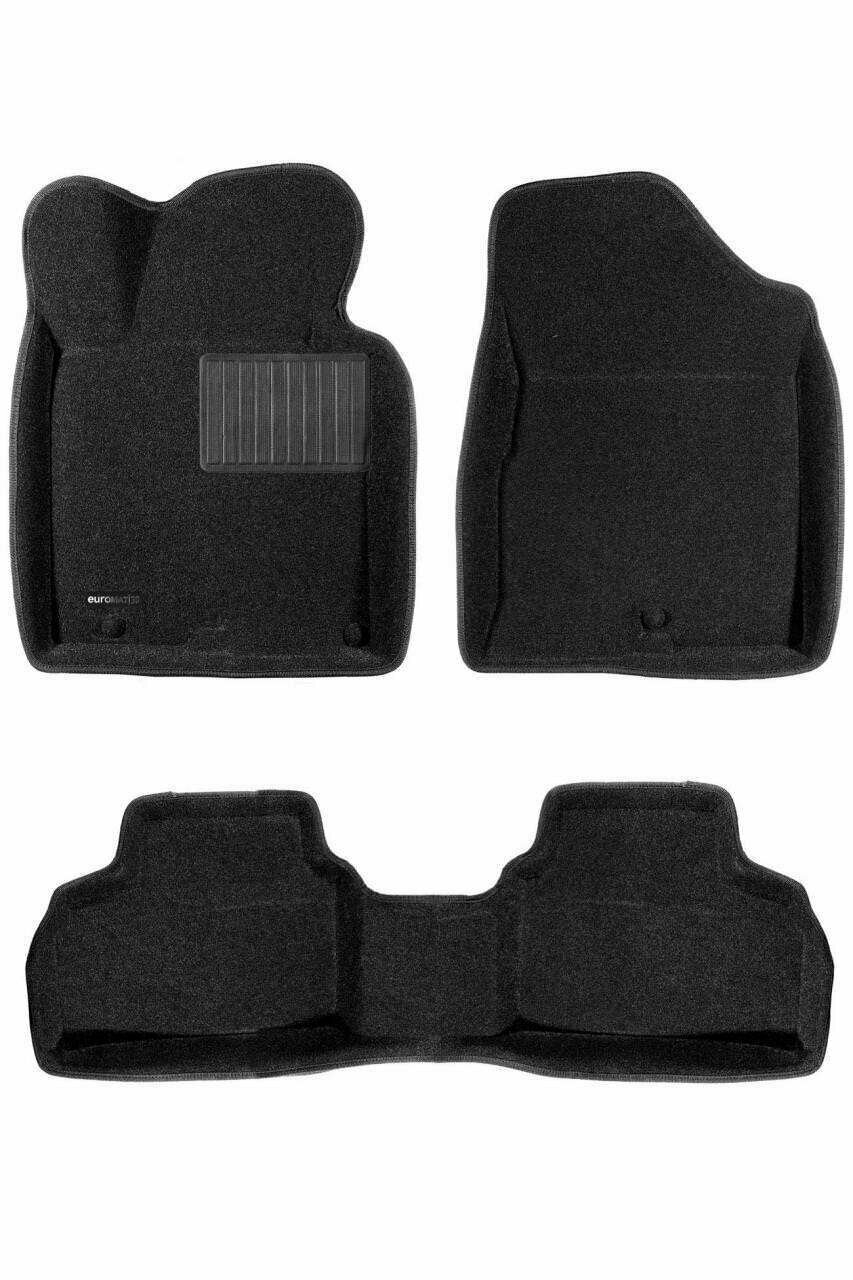 Коврики текстильные 3D Euromat для Hyundai i30 II (2011-2017) / Kia Ceed II (2012-2018), ProCeed (3Д Евромат Хендай i30 2/ Киа Сид 2), с полиуретановым подпятником, черные