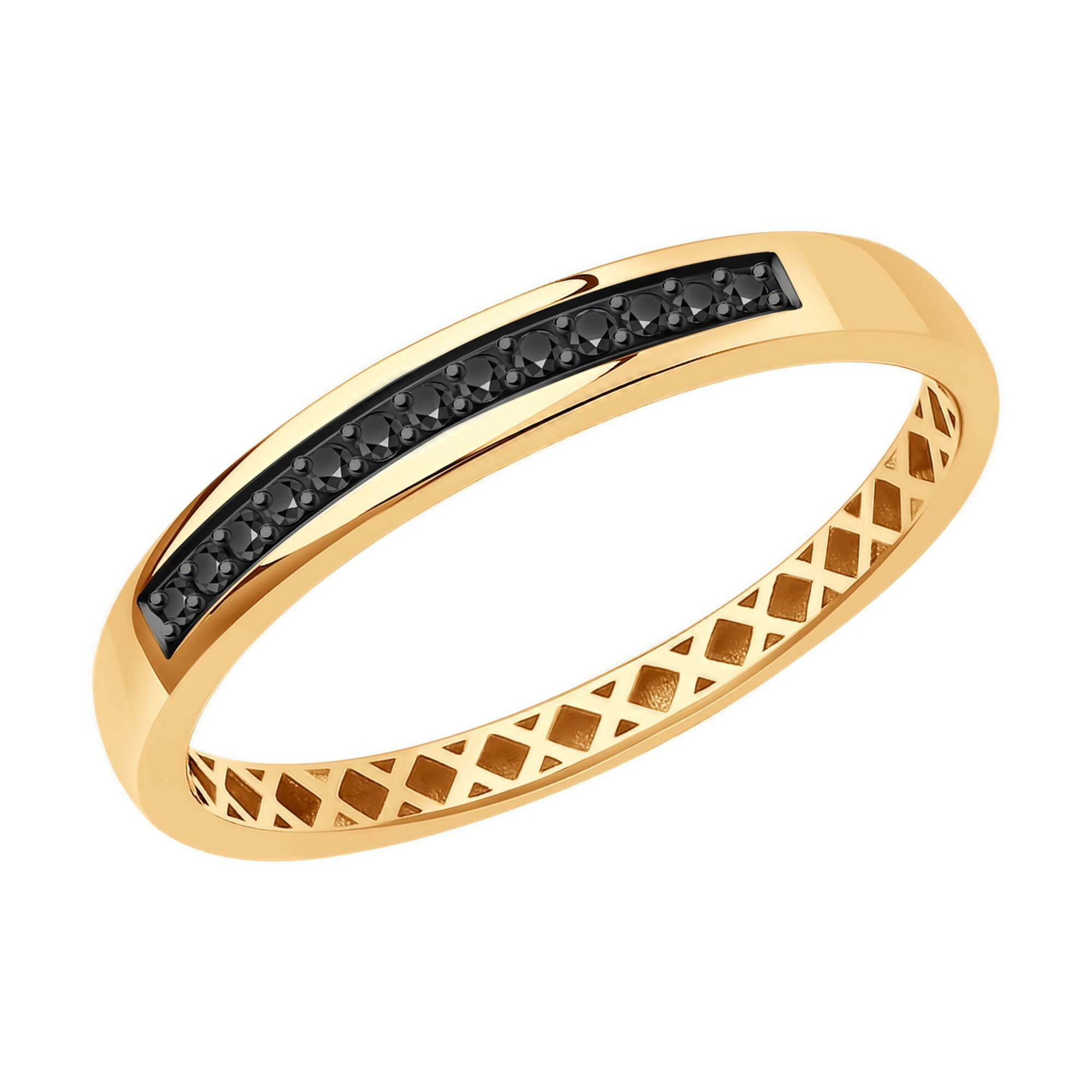 Кольцо дорожка, красное золото, 585 проба, бриллиант