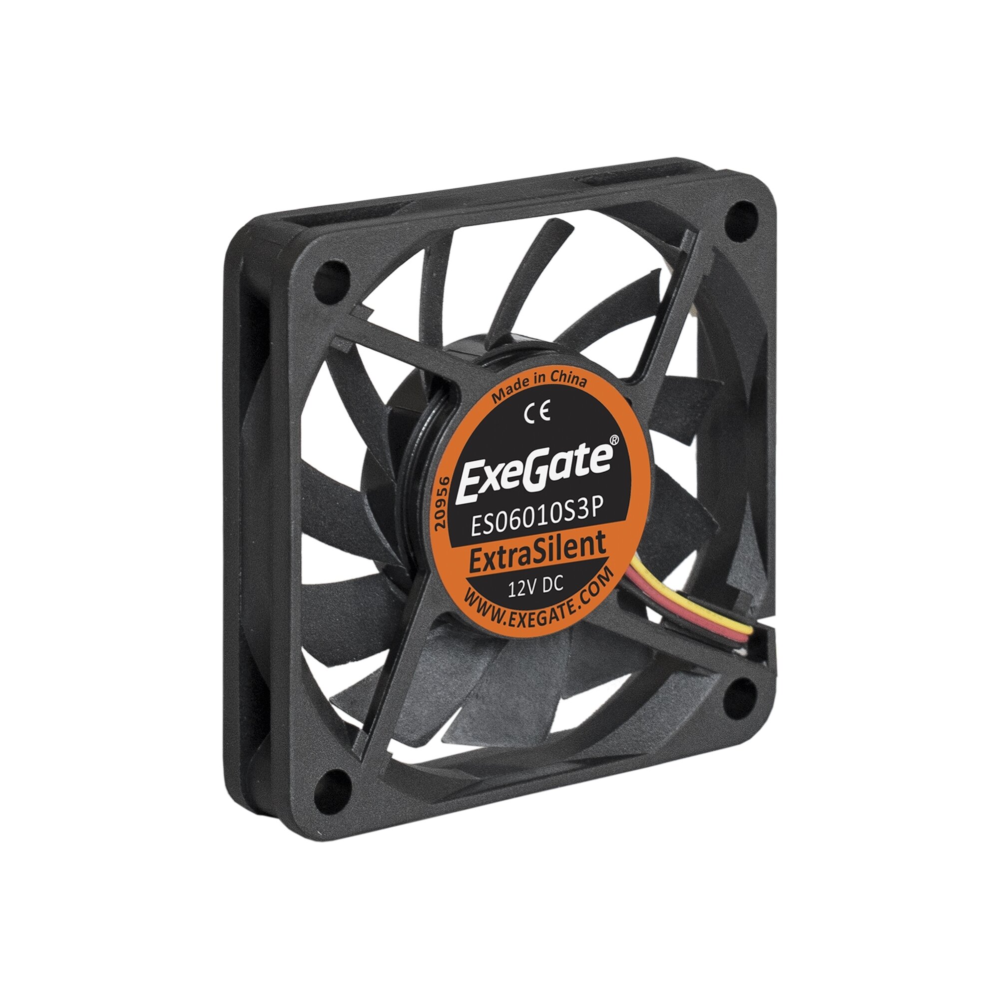 Вентилятор ExeGate ExtraSilent ES06010S3P, 60x60x10 мм, подшипник скольжения, 3pin, 3000RPM, 23dBA