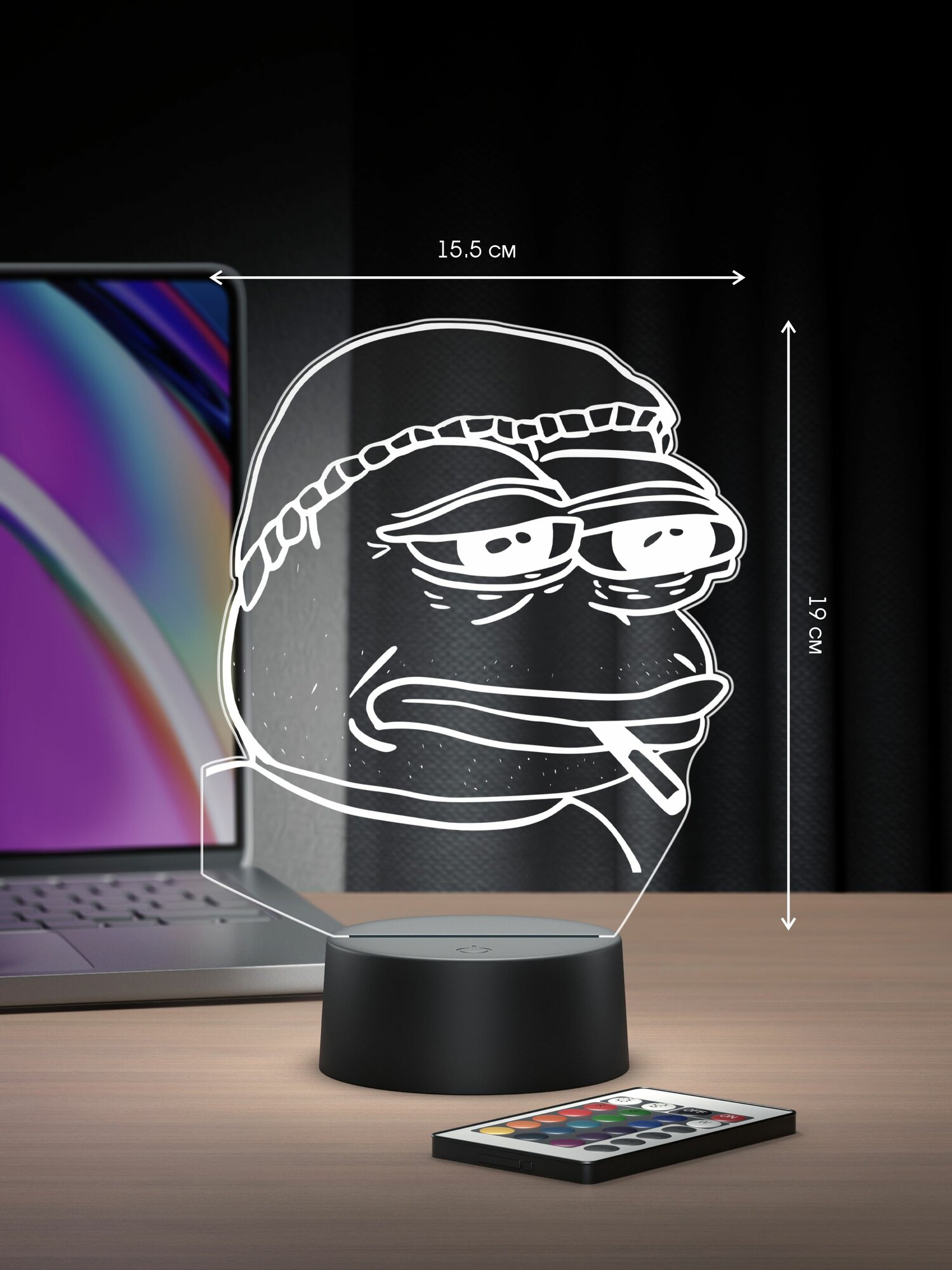 Ночник с сигаретой в кепке. 3D светильник, сувенир на память.