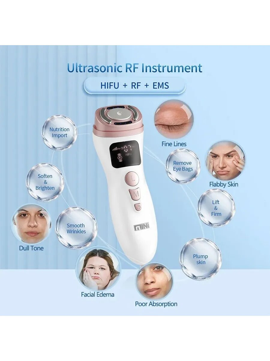 Массажер для лица KINGrinder, ультразвуковой, радиочастотный, EMS, антивозрастной, белый