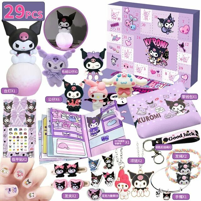 Miniso Hello Kitty Kuromi аниме Рождественский календарь Адвент Персонаж Обратный отсчёт на Хэллоуин DIY игрушка своими руками детский подарок