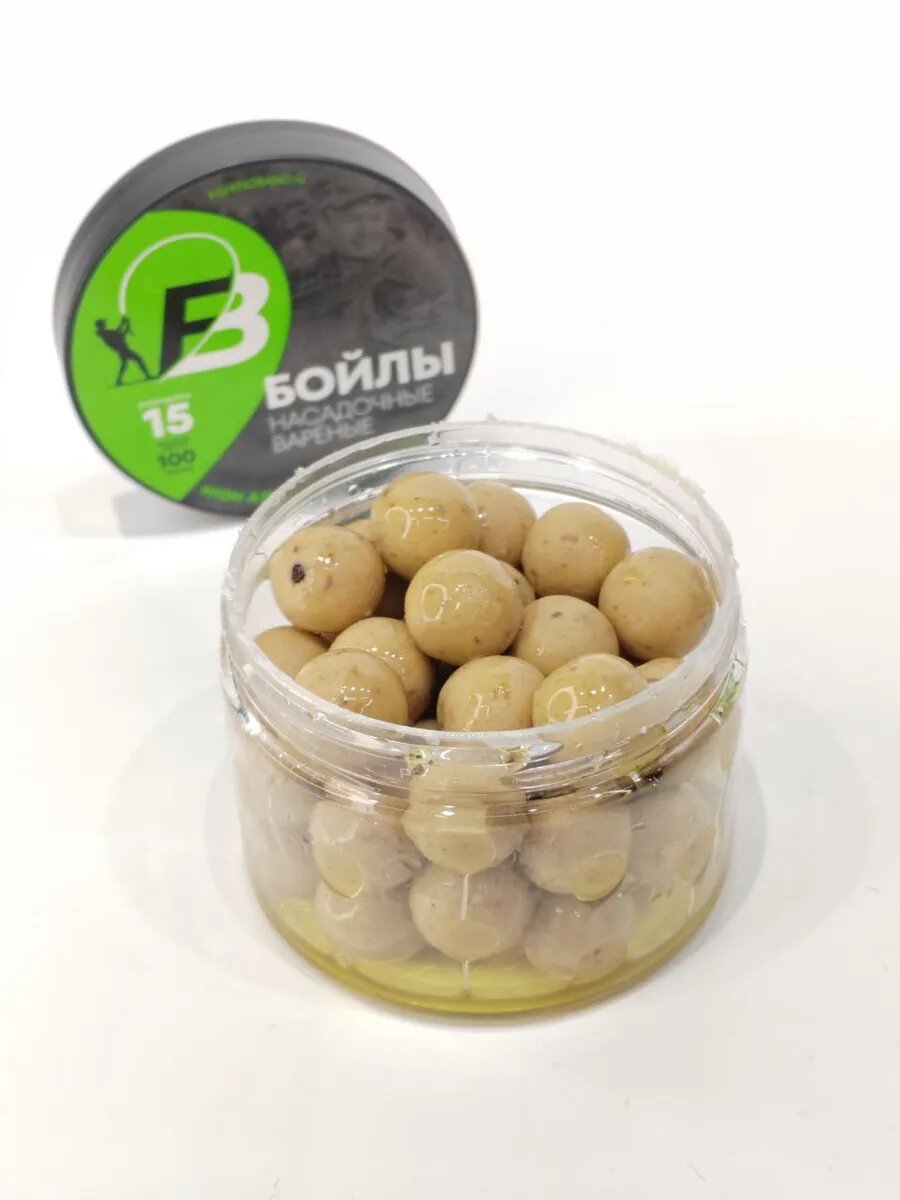 Бойлы варёные насадочные в дипе Мороженое 15 мм 100 гр.