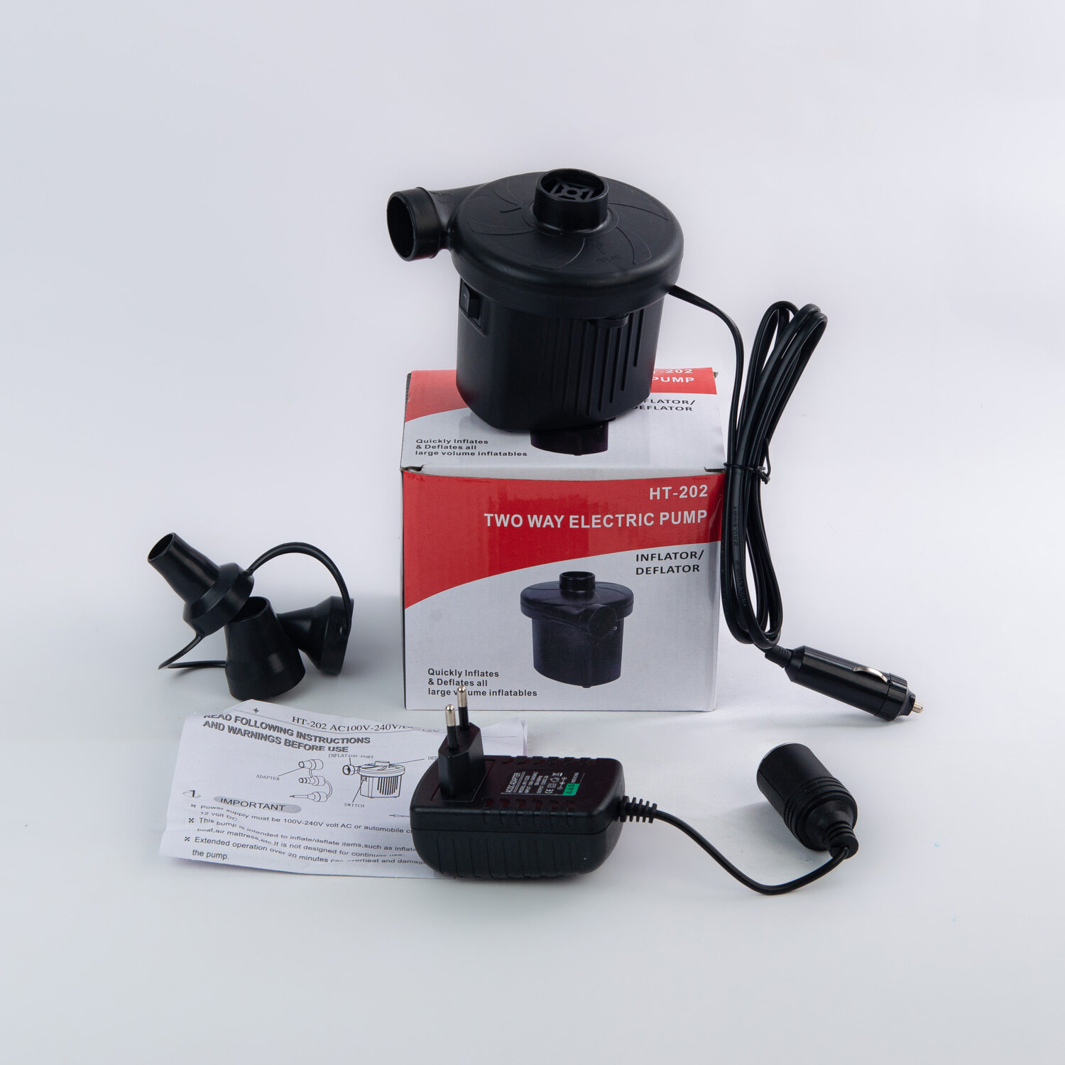 Электронасос электрический велосипедный, для бассейнов, надувных лодок, мячей, кругов. HT-202