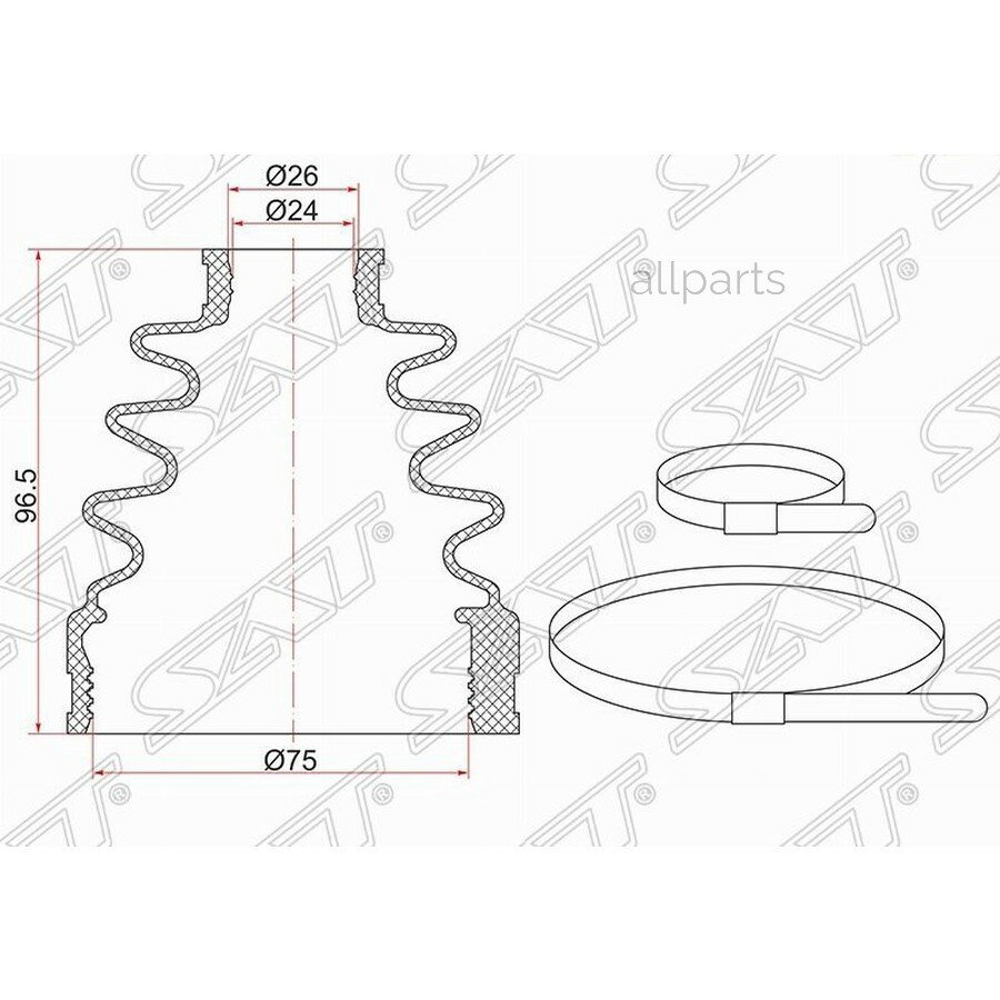 SAT BKFD-011 Пыльник шруса внутренний FR NISSAN X-TRAIL T31 QR25DE/MR20DE/на VW оригинал шруса не подходит