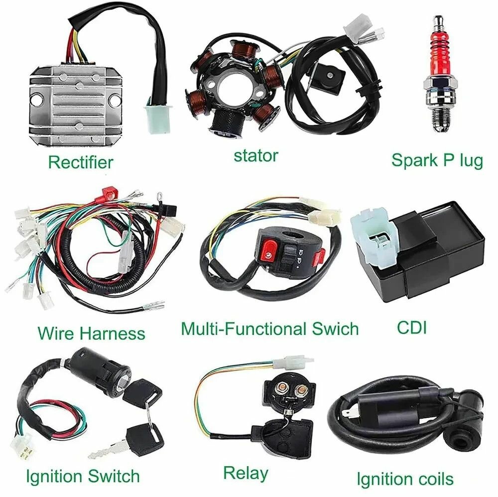Катушка зажигания и жгут проводов CDI для квадроциклов 50-125cc с электростартером полный комплект системы зажигания
