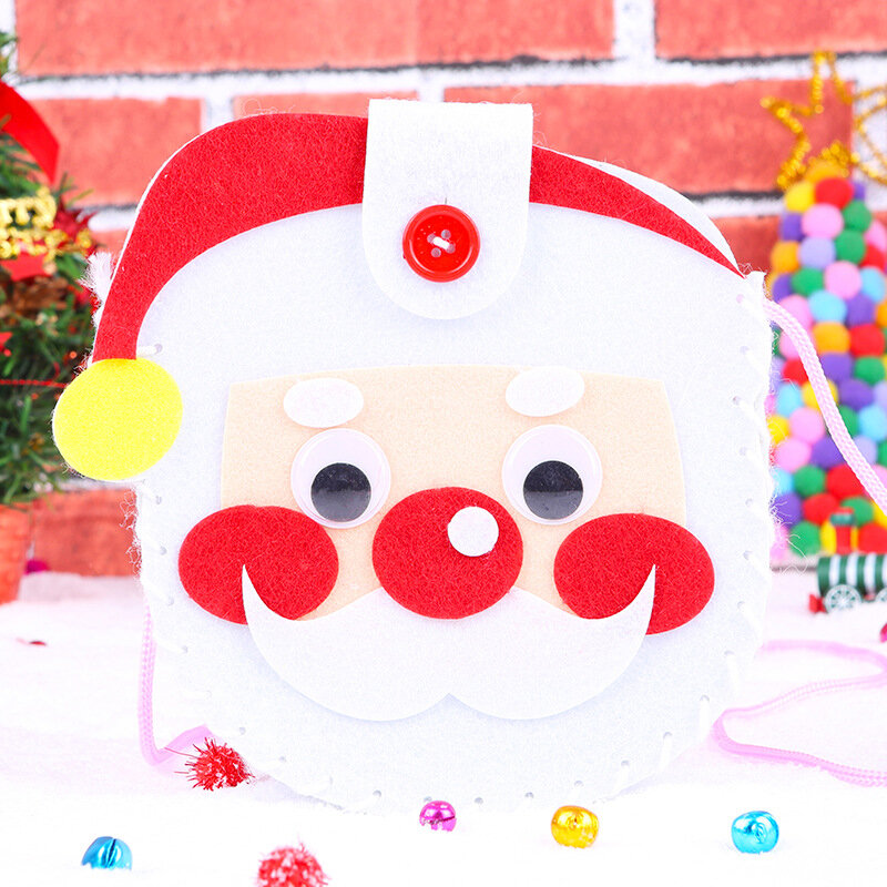 Felt Christmas Craft Nonwoven Fabric Cute DIY Sewing Ornament Handmade Toy Bag (Santa Claus)