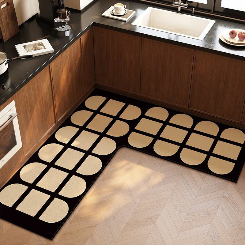 Ковер "Г-образная", машинный, противоскользящая основа, безворсовый, белый, 70х70 см