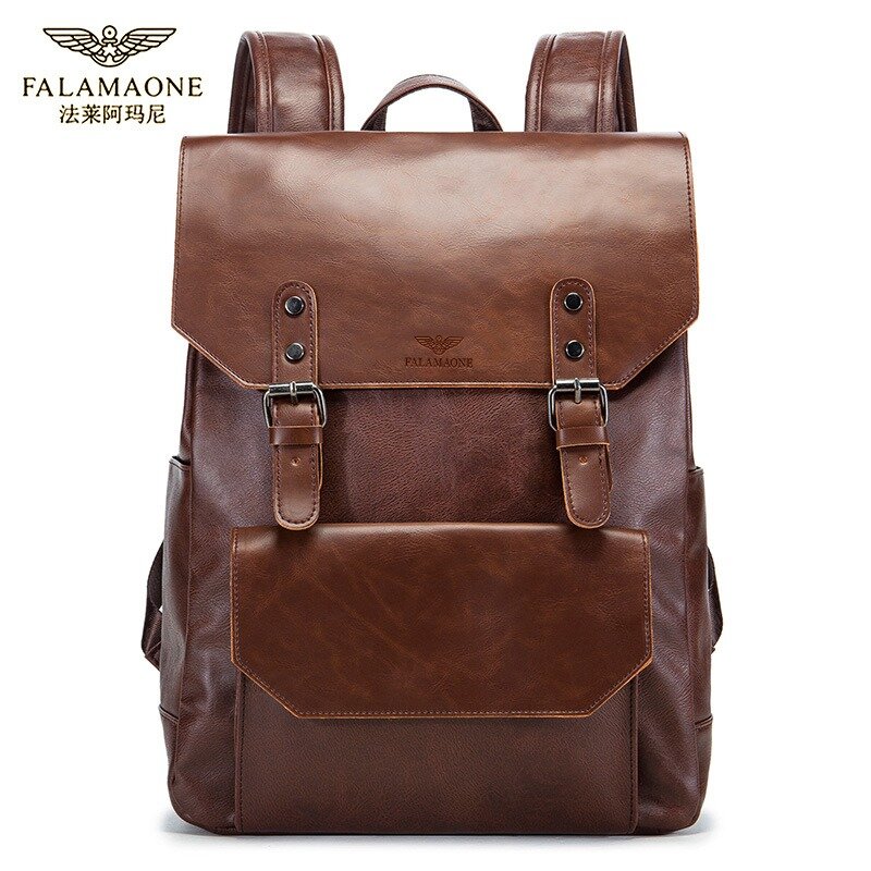 Рюкзак MyPads 3526-2, эко-кожа, для ноутбука и фотоаппарата, тёмно-коричневый