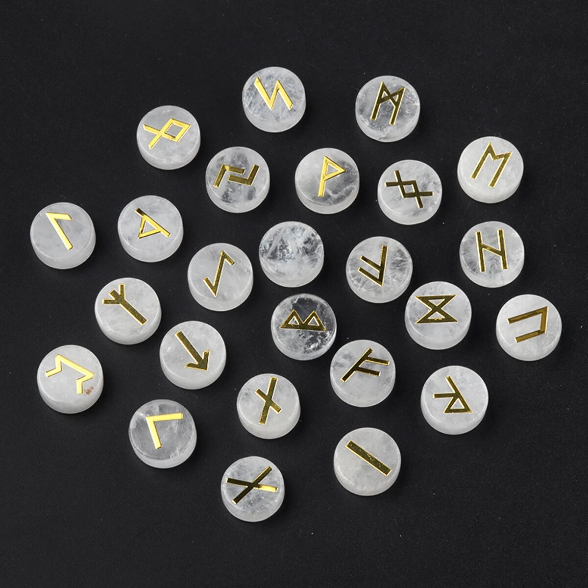 Набор рун из хрусталя, 25 шт, Clear Quartz