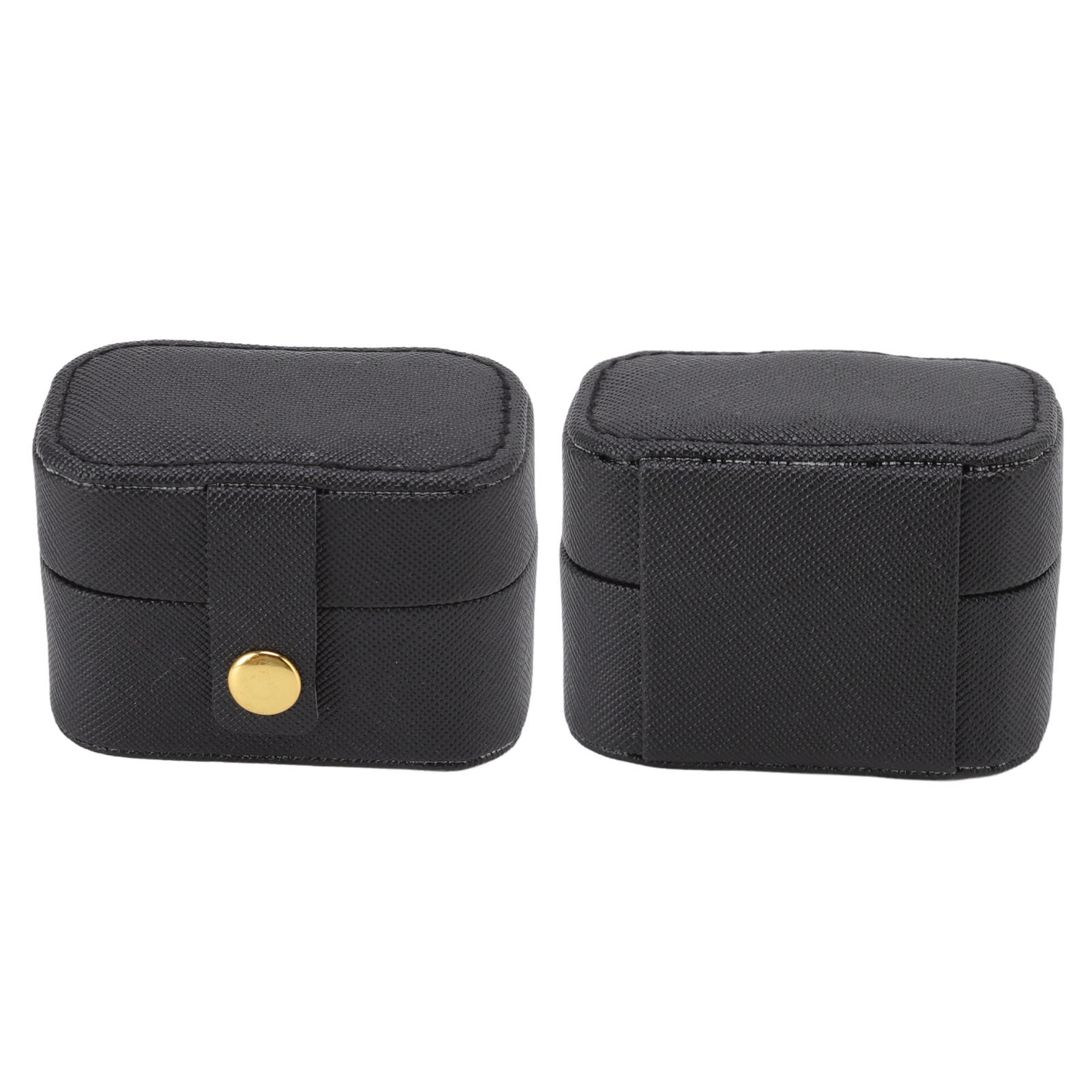 Мини-коробка для хранения колец из искусственной кожи, маленькая шкатулка для драгоценностей, органайзер, маленький дорожный футляр для сережек, черный