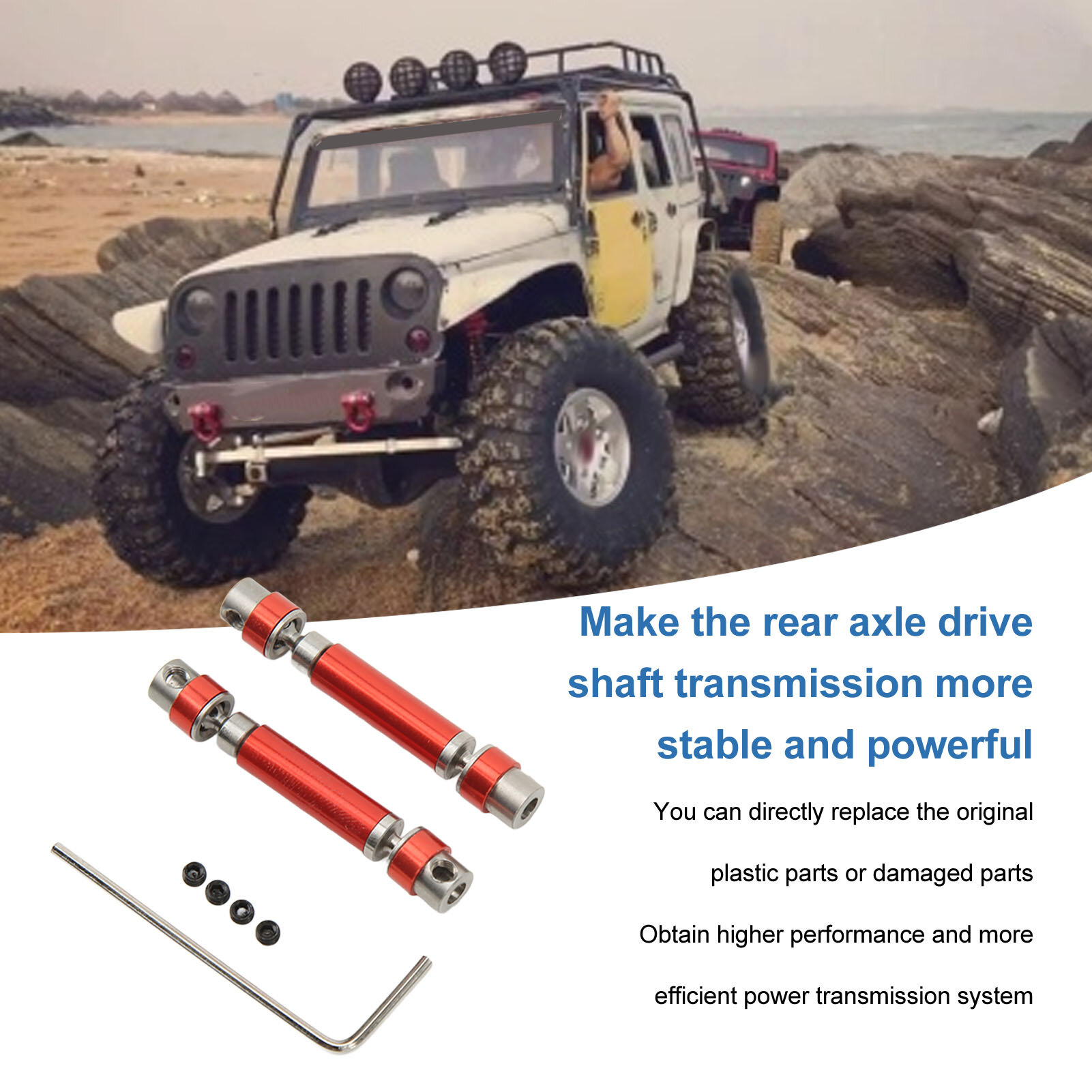Шт. передний и задний центральный приводной вал из алюминиевого сплава, износостойкий, нержавеющий трансмиссионный вал для FMS 1/24 FCX24 красный