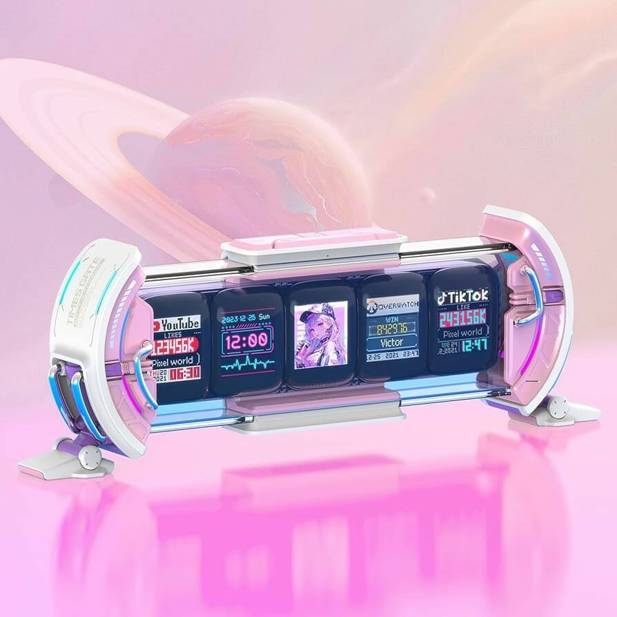 Цифровая пиксельная фоторамка Divoom Pixel Display Times Gate, светодиодный экран с часами, розовый