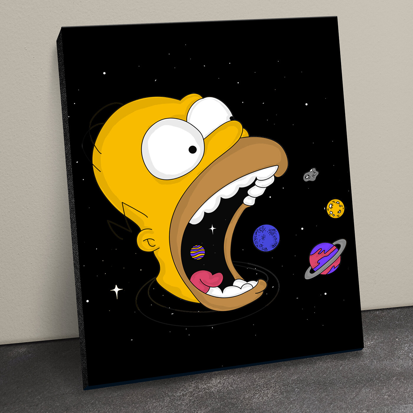 Картина по номерам черный холст "Гомер Симпсон", 40*50, 13 цветов